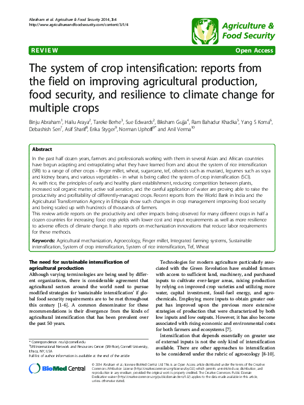 (PDF) The system of crop intensification: reports from the field on ...