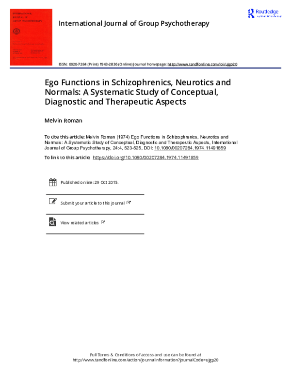 (PDF) Ego functions in schizophrenics, neurotics, and normals — A ...