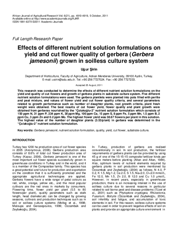 (PDF) Effects of different nutrient solution formulations on ...
