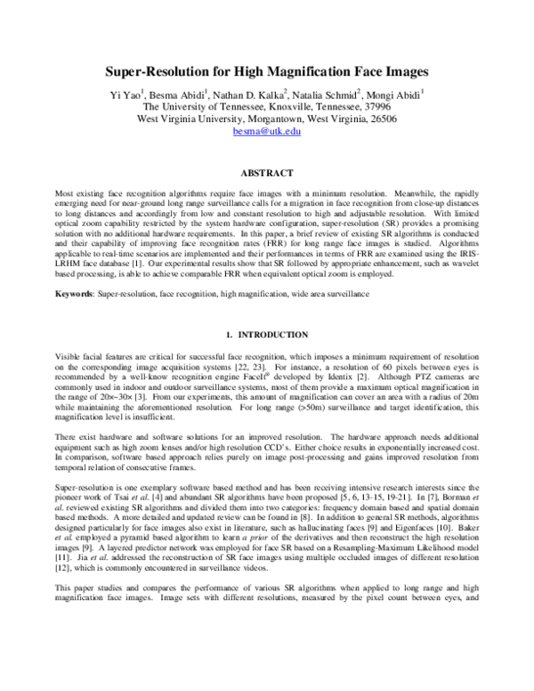 (PDF) Super-resolution for high magnification face images