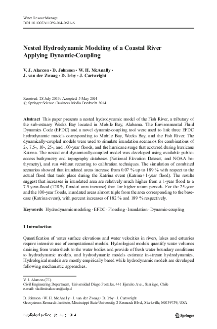 (PDF) Nested Hydrodynamic Modeling of a Coastal River Applying Dynamic-Coupling