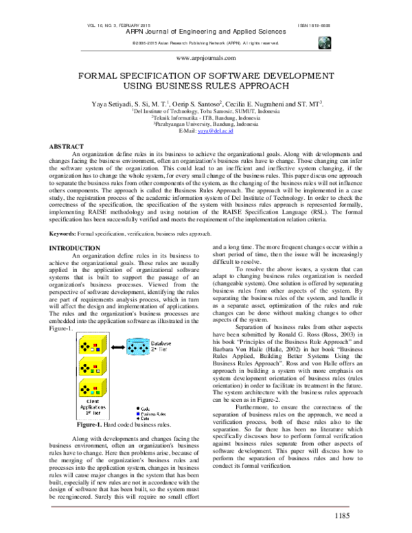 (PDF) Formal Specification of Software Development Using Business Rules ...