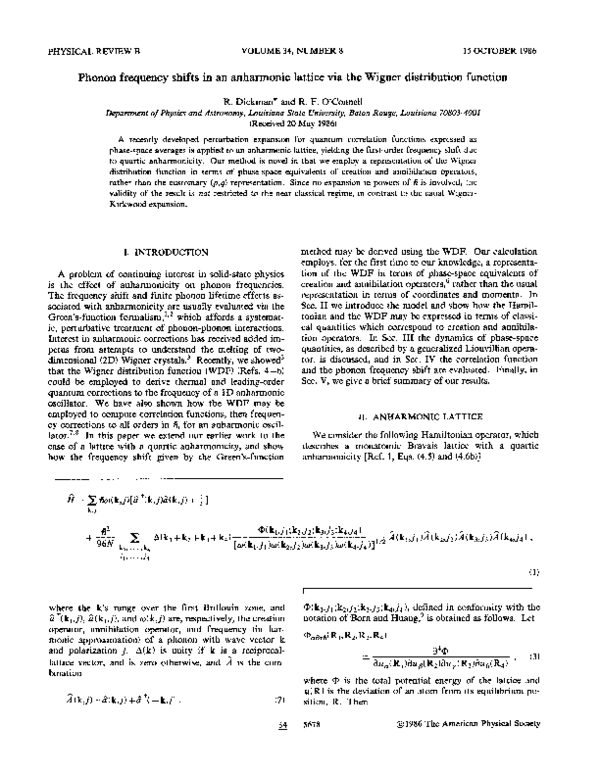 (PDF) Phonon frequency shifts in an anharmonic lattice via the Wigner distribution function ...
