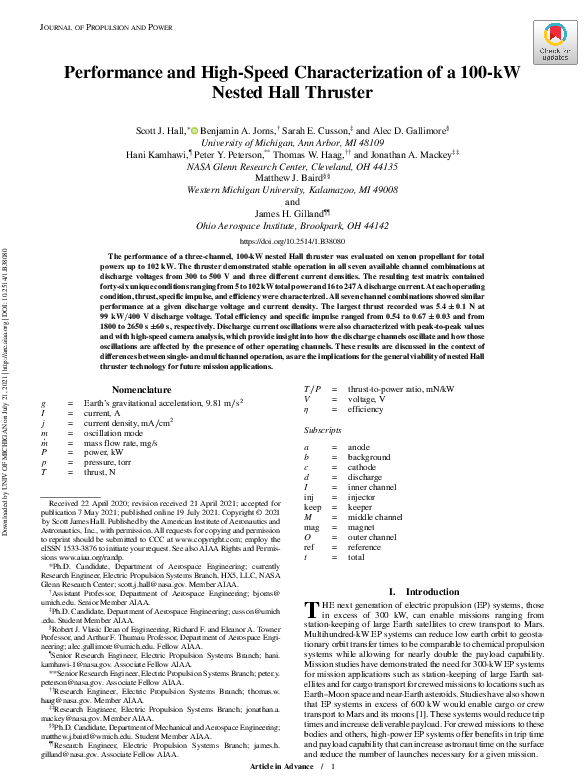 (PDF) Performance and High-Speed Characterization of a 100-kW Nested ...