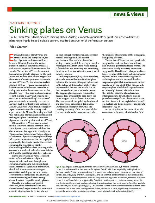(PDF) Planetary Tectonics: Sinking plates on Venus