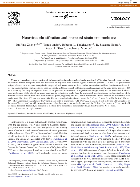 (PDF) Norovirus classification and proposed strain nomenclature