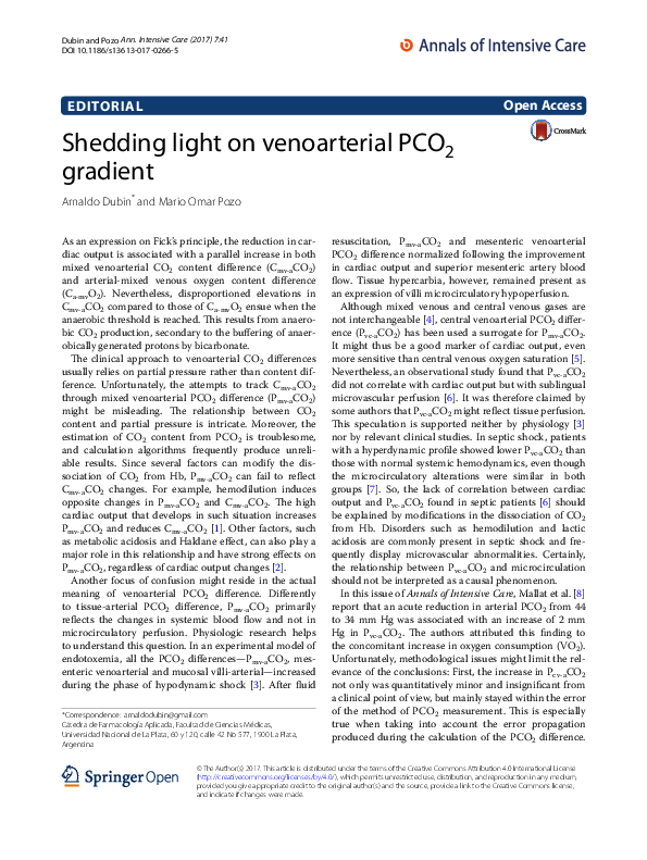 (PDF) Shedding light on venoarterial PCO2 gradient