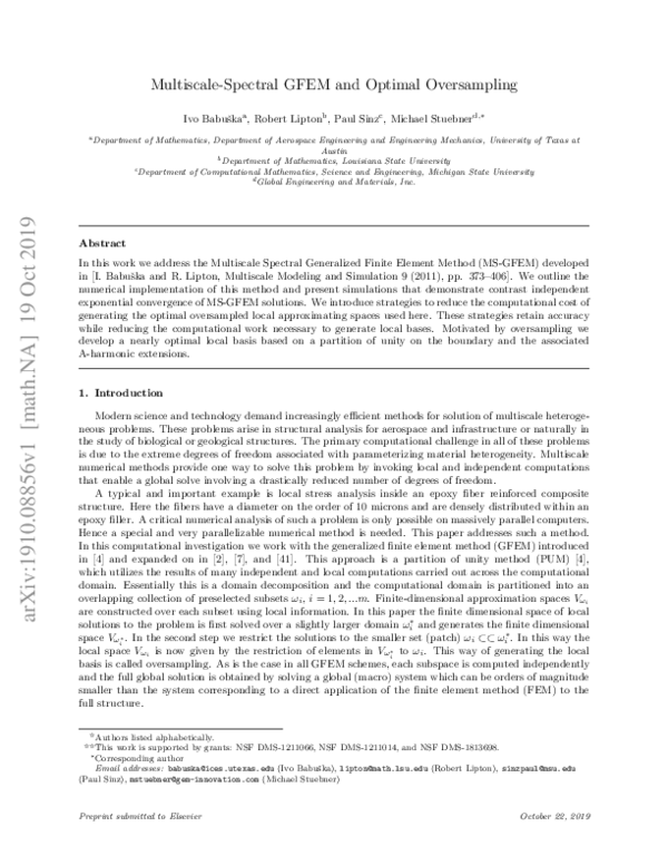(PDF) Multiscale-Spectral GFEM and optimal oversampling