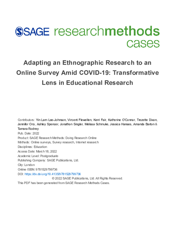 (PDF) Adapting an Ethnographic Research to an Online Survey Amid COVID ...