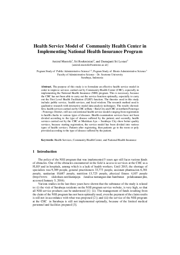 (PDF) Health Service Model of Community Health Center in Implementing ...