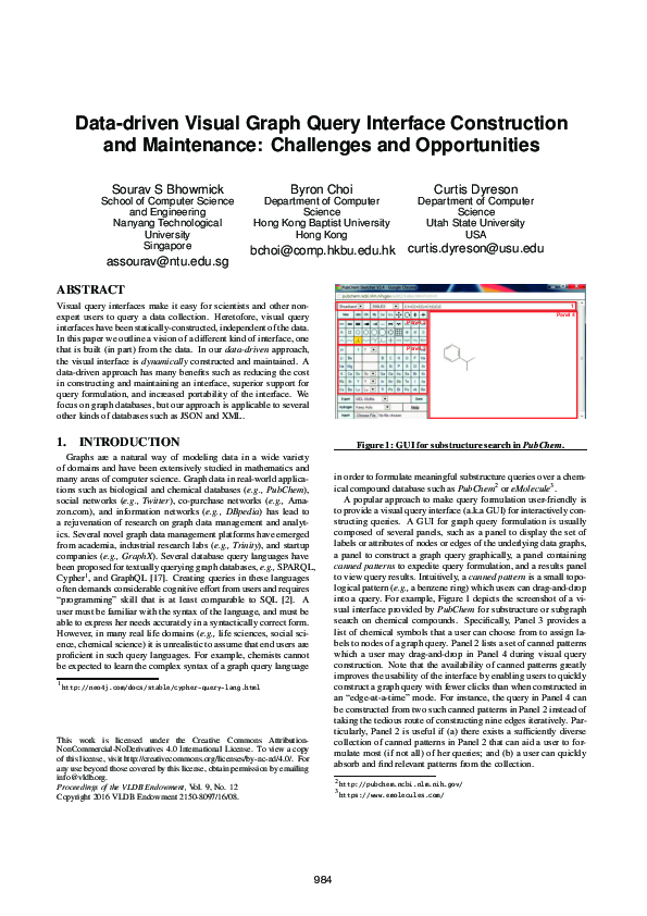 (PDF) Data-driven visual graph query interface construction and maintenance