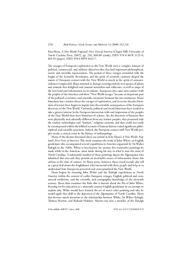 (PDF) A New World: England's First View of America