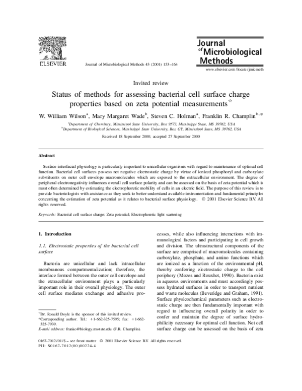 (PDF) Status of methods for assessing bacterial cell surface charge ...