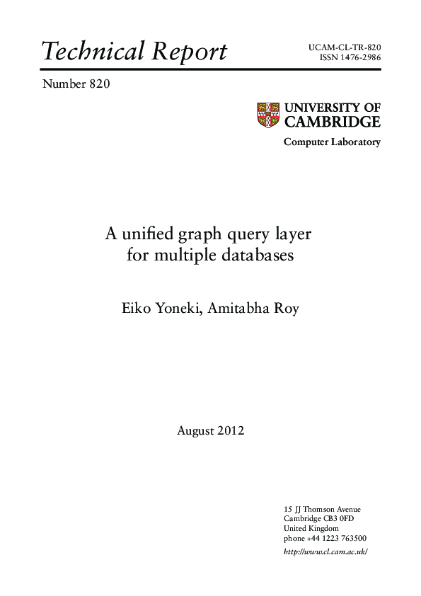 Pdf A Unified Graph Query Layer For Multiple Databases