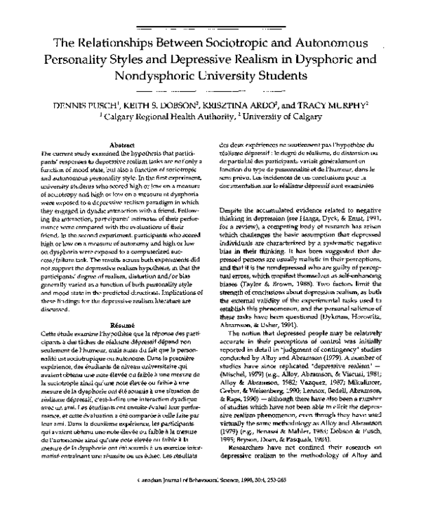 (PDF) The relationships between sociotropic and autonomous personality ...