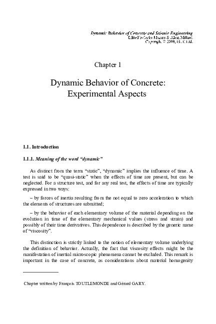 (PDF) Dynamic Behavior of Concrete and Seismic Engineering