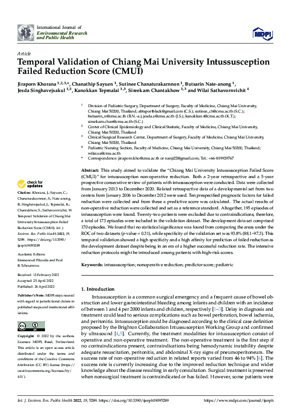 (PDF) Temporal Validation of Chiang Mai University Intussusception ...
