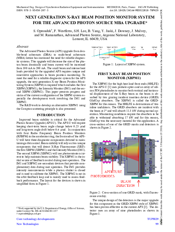 (PDF) Next Generation X-ray Beam Position Monitor System for the Advanced Photon Source MBA Upgrade