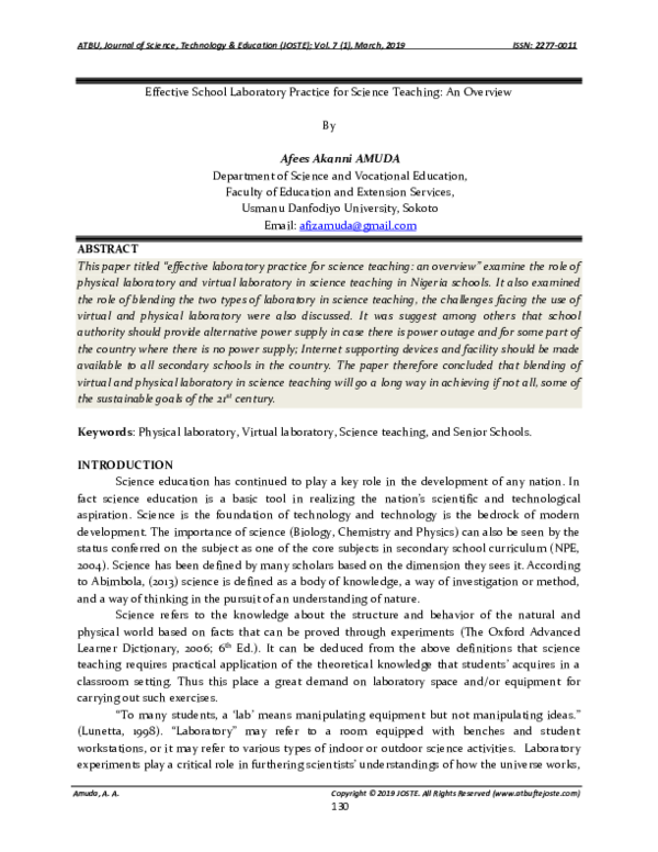 (PDF) Effective School Laboratory Practice for Science Teaching: An ...
