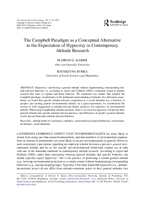 (PDF) The campbell paradigm as a conceptual alternative to the ...