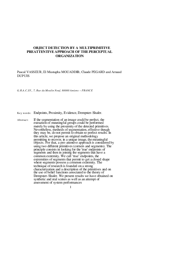 (PDF) Object Detection by a Multiprimitive Preattentive Approach of the Perceptual Organization