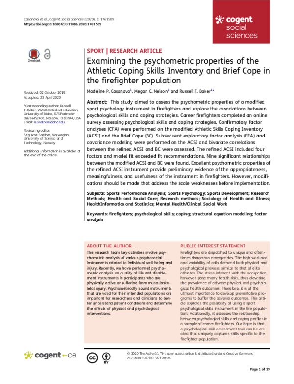 (PDF) Examining the psychometric properties of the Athletic Coping ...