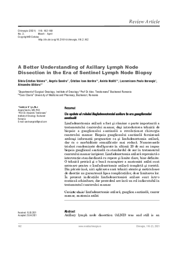 (PDF) A Better Understanding of Axillary Lymph Node Dissection in the ...