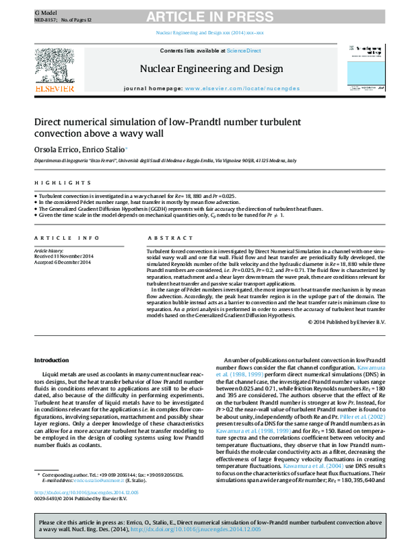 (PDF) Direct Numerical Simulation of Low Prandtl Number Thermal Field in a Turbulent Channel Flow