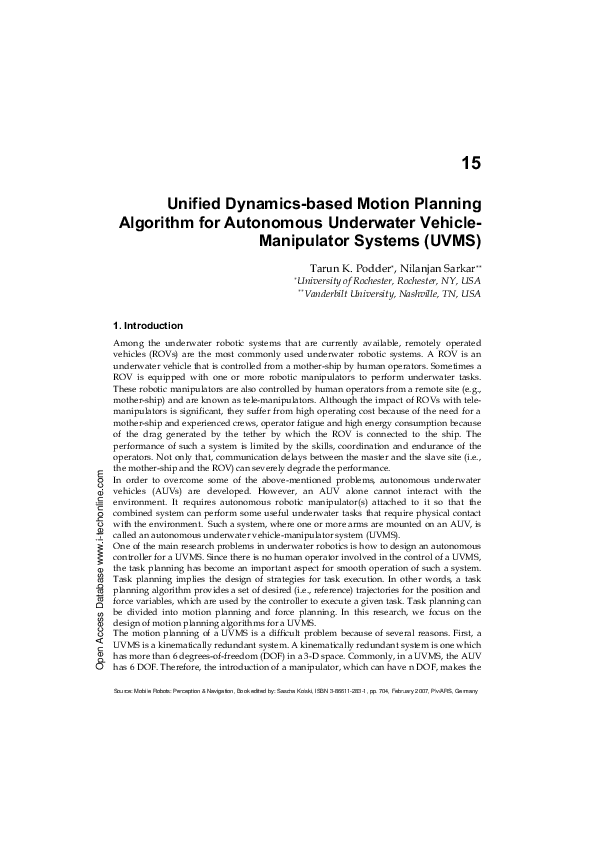 (PDF) A unified dynamics-based motion planning algorithm for autonomous underwater vehicle ...