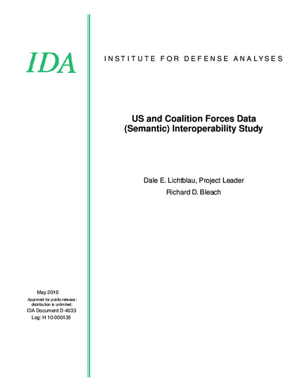 (PDF) US and Coalition Forces Data (Semantic) Interoperability Study