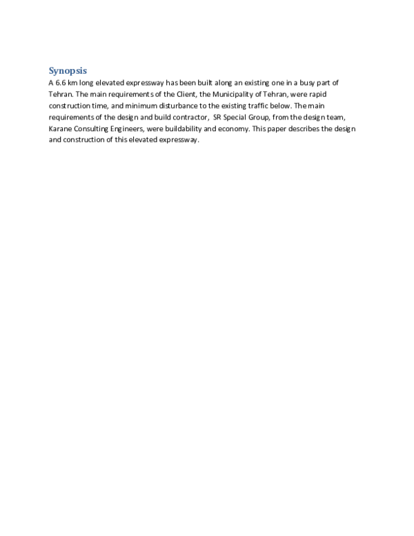 (PDF) Sadr Elevated Expressway, Tehran, Iran – rapid and cost-effective ...