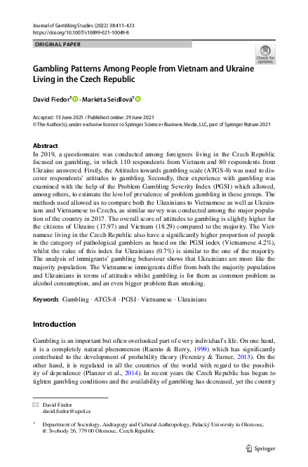(PDF) Gambling Patterns Among People from Vietnam and Ukraine Living in ...