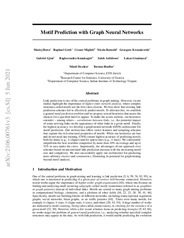 (PDF) Motif Prediction with Graph Neural Networks