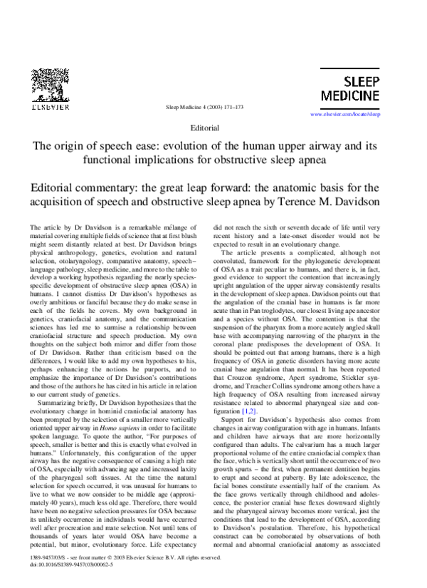 (PDF) The origin of speech ease: evolution of the human upper airway ...