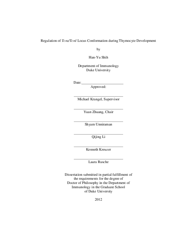 (PDF) Regulation of Tcra/Tcrd Locus Conformation during Thymocyte ...