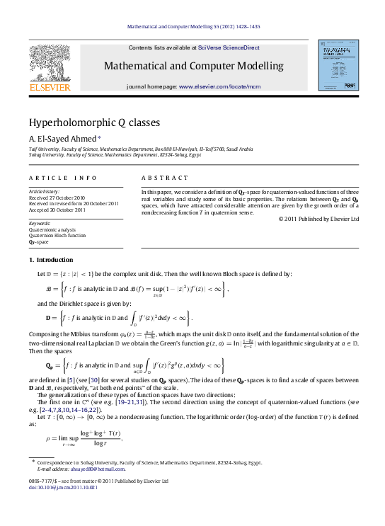 (PDF) Hyperholomorphic classes