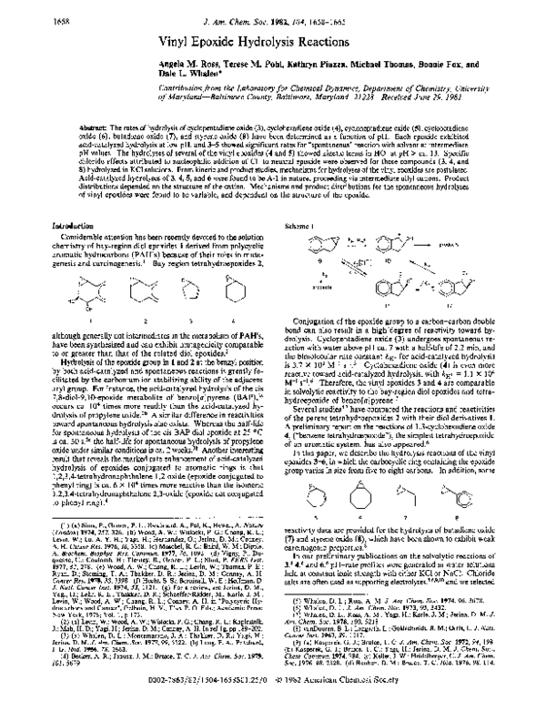 (PDF) Vinyl epoxide hydrolysis reactions