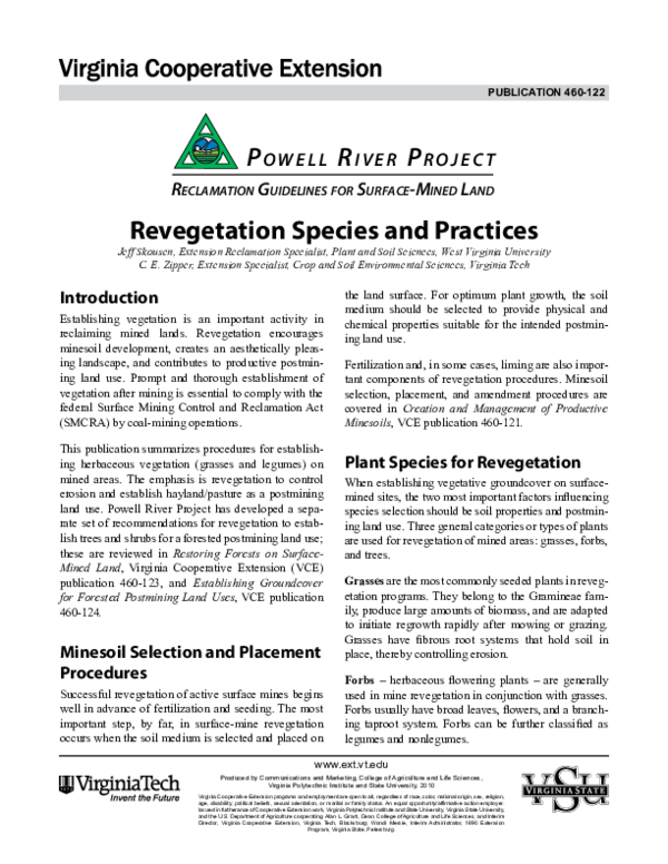 (PDF) Revegetation Species and Practices
