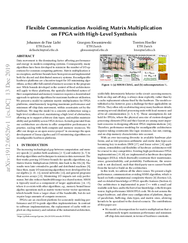 Pdf Flexible Communication Avoiding Matrix Multiplication On Fpga With High Level Synthesis