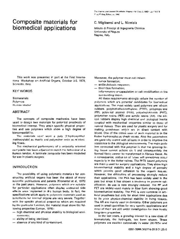 (PDF) Composite materials for biomedical applications