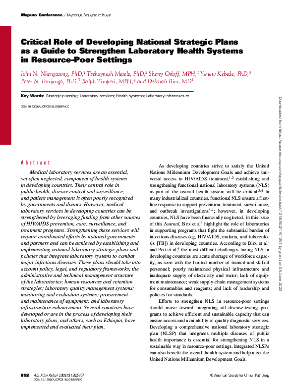 (PDF) Critical Role of Developing National Strategic Plans as a Guide ...