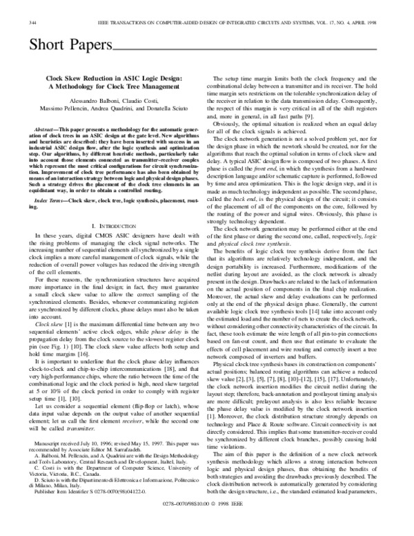 (PDF) Clock skew reduction in ASIC logic design: a methodology for ...