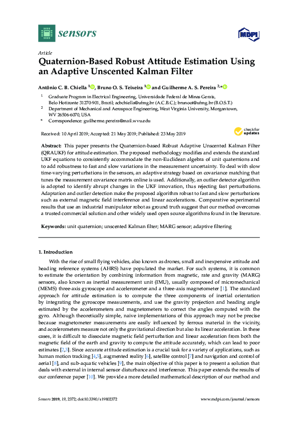 Pdf Robust Attitude Estimation With Qraukf