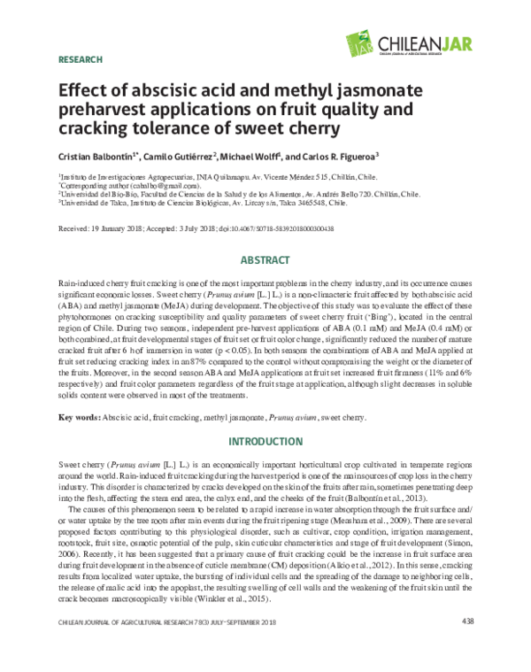 (PDF) Effect of abscisic acid and methyl jasmonate preharvest applications on fruit quality and ...