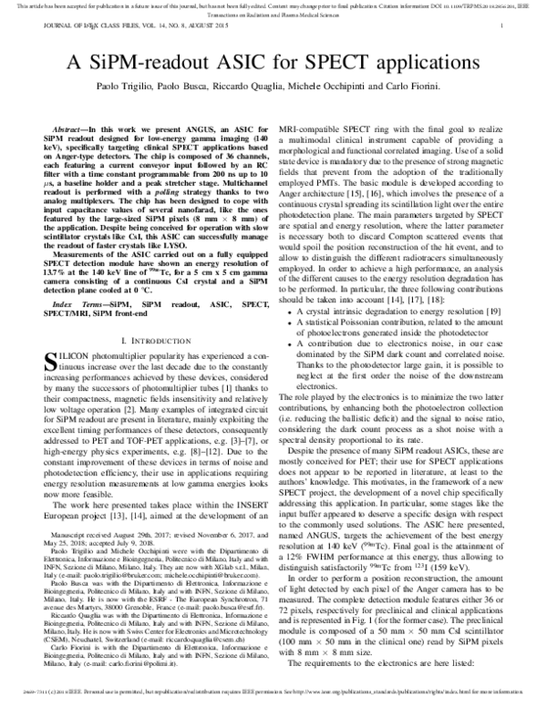 Pdf A Sipm Readout Asic For Spect Applications