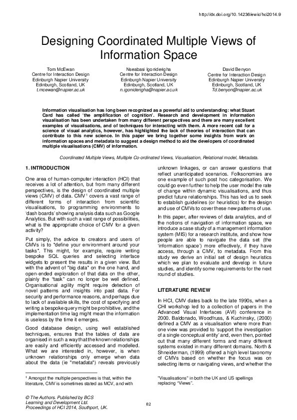 (PDF) Designing Coordinated Multiple Views of Information Space