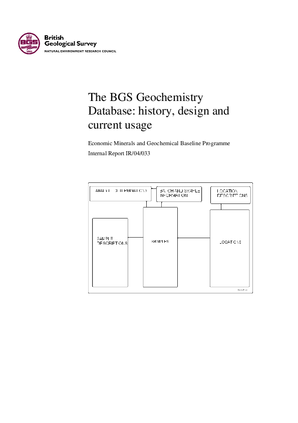 (PDF) The BGS geochemistry database : history, design and current usage