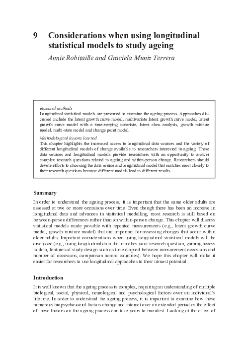 (PDF) Considerations when using longitudinal statistical models to ...