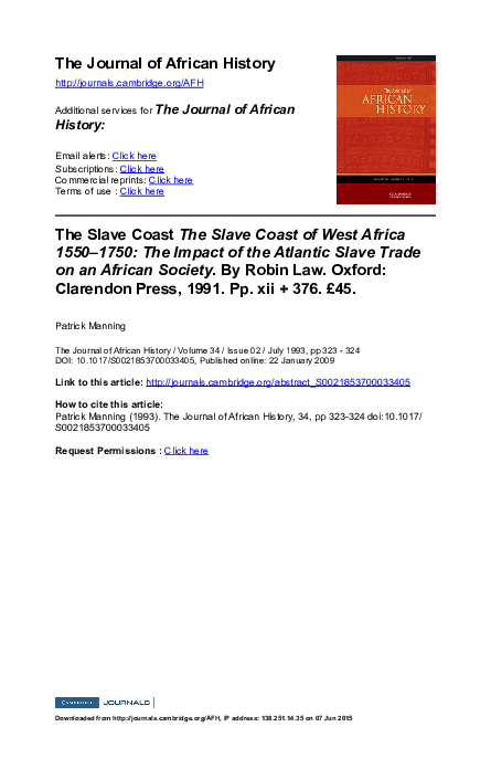 (PDF) The Slave Coast The Slave Coast of West Africa 1550–1750: The ...