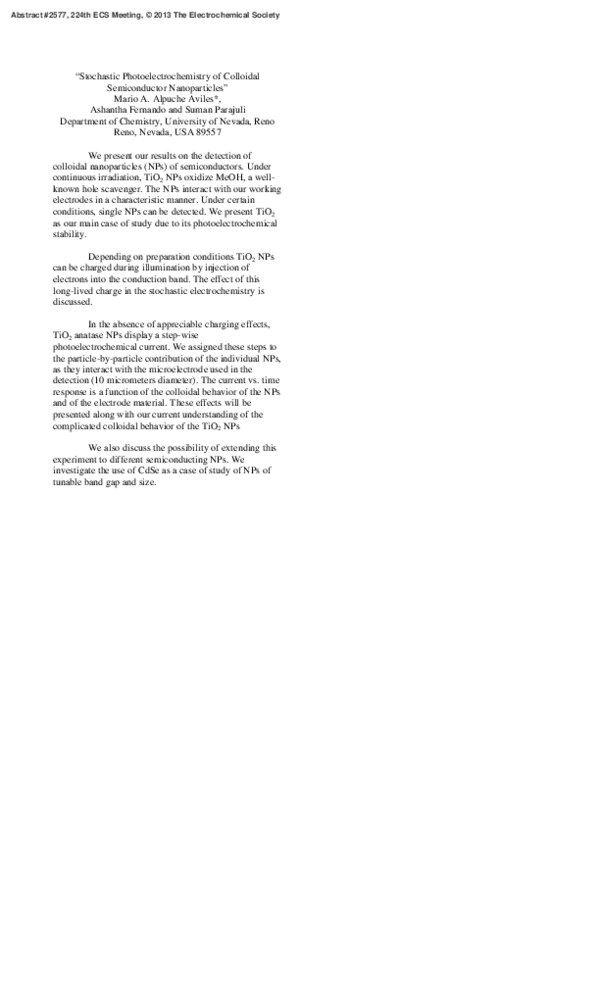 (PDF) Stochastic Photoelectrochemistry of Colloidal Semiconductor ...